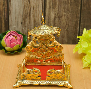 METBRIGHT Metal Golden Color Chatra Singhasan for Laddu Gopal ...