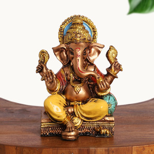 INTERNATIONAL GIFT Multicolor Ganpati Idol Siting Statue | For Pooja ...