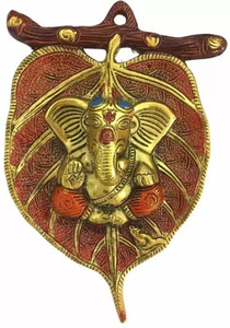 9tees Mart Vastu Fengshui Red Metal Patta Ganesha on Leaf For ...