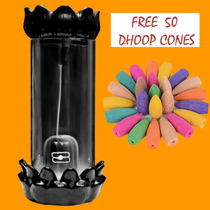 KLASSYWORLD Bholenath Smoke Glass Shivling With 50& Backflow Decorative ...
