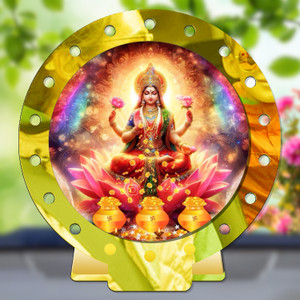 GiftsRange Lakshmi Laxmi Mahalaxmi Golden Mirror Shine Car Dashboard ...