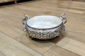 VERAC Pure German silver hand engraved peacock urli!!?? Decorative ...