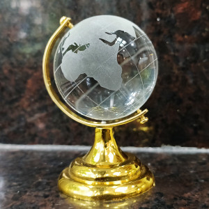 Shubhanjali Glass World Map Crystal Globe for Home Decor Items Study ...
