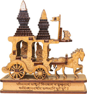 Devgange Wooden Mahabharat Krishna Arjun Rath Decorative Showpiece - 11 ...