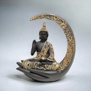 NEELAYA Antique Big Meditating Moon Buddha Statue Idol for Home/Office ...