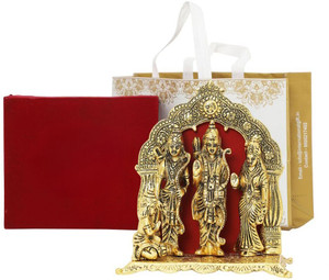 INTERNATIONAL GIFT Golden Ram Darbar Idol Murti | Box & Bag | For Pooja ...
