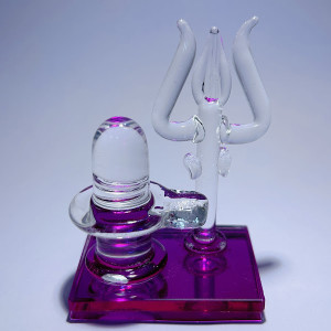 DWM Glass Crystal Handcrafted Shivling With Trishul /Showpiece For Home ...