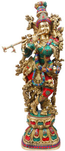 BrassAura Biglord Murli Manohar KrishnaKrishanBrass Statue with ...