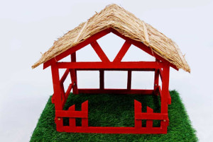 TreeArt Handmade Wooden Crib with Straw Roof – Eco-Friendly Nativity ...