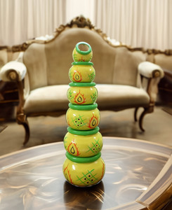 SMR Collections Exquisite Hand-Crafted Wooden Matka Set: 6 Pieces of ...