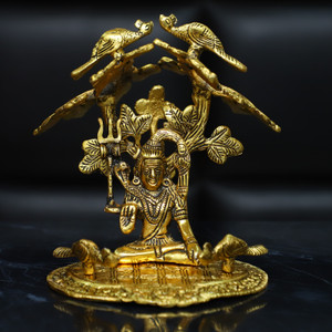 Chhariya Crafts Metal Shiva Idol Mahadev Shiv ji Statue Sitting Under ...