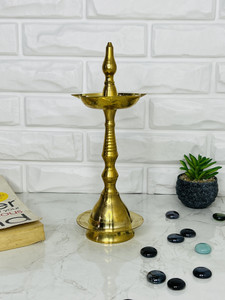 Pital Nagri Craft PNC Standing Gold Finish Diya, Pure Brass, Kerala ...