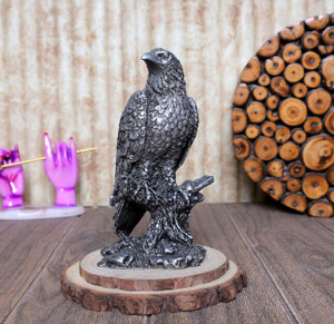CALAKRITII Eagle Decorative Showpiece Silver Polyresin Sculpture for ...