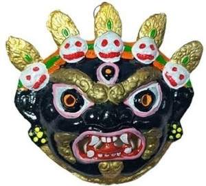 KAPRAK Feng Shui Metallic Mukhota Evil Face Mask Decorative Showpiece ...