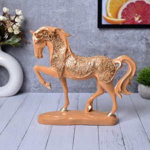 Corscent Handmade Resin Statue Orange Horse with One Uplifted Leg ...