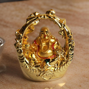 salvusappsolutions Marble Dust Feng Shui Golden Laughing Buddha for ...