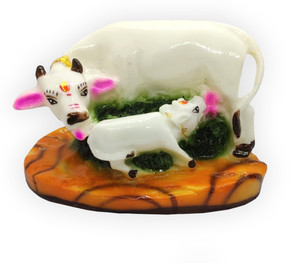 cyan Collection Polystone Kamdhenu Cow and Calf Statue/Idol for Gift ...