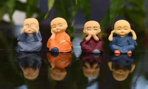 Monstoy Set of 4 Buddha Monk Figurines Showpiece -Laughing Baby Buddha ...