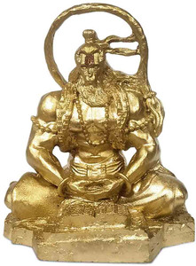 Uniqon Polyresin Golden Sitting Bahubali Bajrangbali Hanuman Blessing ...
