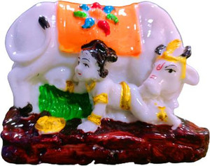 Dev Samagri Decorative Cow with Milking Lord Krishna Decorative ...