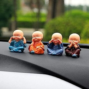 Ride2joy Laughing Buddha Statue for Car Dashboard - Set of 4 Decorative ...