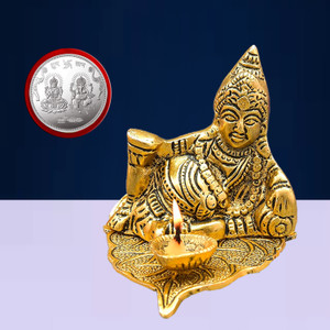 Kitlyn Kuber Idol With Diya on Pipal Leaf, Kubera for Maha Dosh Nivaran ...