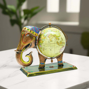 Ekhasa Elegant Metal Elephant Globe Showpiece for Office Desk & Home ...
