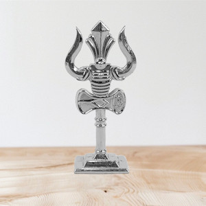 Utkarsh Silver Mahadev Trishul With Damaru Double Side God Stand for ...