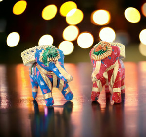 FabricQueen Beautiful Elephants Showpiece for Decoration, Pack of 2 ...