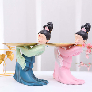BNF Chinese Girl Figurine Entrance Key Holders Modern Resin Storage ...