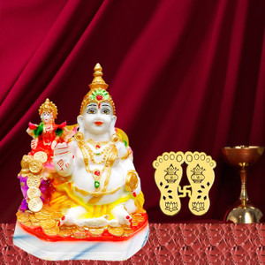 NOKTUS Maa Lakshmi With God Kuber Idol/ Lakshmi ji Charan Sticker/Lord ...