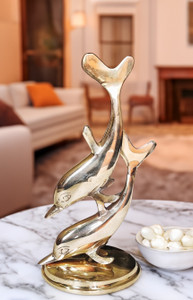 Sanskriti Decor Brass Dolphin Fish Pair Figurines,for Good Luck and ...