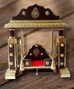 BRASS BLESSING Traditional Wooden ZULA for Lord Krishna - Hindola Swing ...