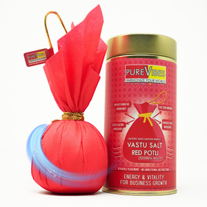PureVibes Vastu Salt Red Potli for Business Growth, Energize Workspace ...