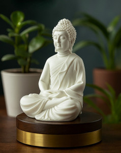 Mag Creation MAGIC CREATION Lord White Buddha Idol 5 Inch | Polyresin ...