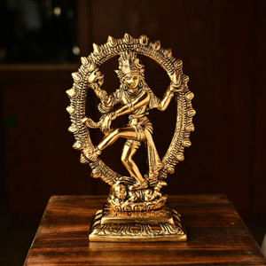 CD kalagram Brass Metal Golden Nataraja Shiva Statue for Pooja ...