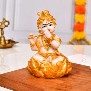 Ascension Beautiful Krishna Playing Murli Sitting on Kamal for Home ...