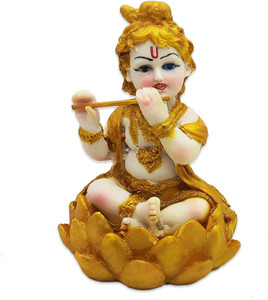 Tulika Collections Gold Plated Krishna Playing Murli Sitting on Lotus ...