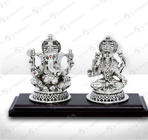 CEYLONMINE Laxmi ganesh idol 100% pure silver Decorative Showpiece - 8 ...