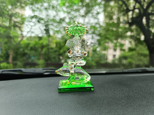 Sai Borosilicate Chooha Glass Ganesha Idol | (Green with Golden Accents ...