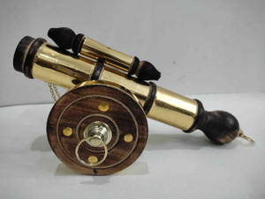 AS Wooden Handicraft Pure Wood Brass Cannon Tope // Decorative Wooden ...