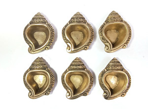 Statue Gallery Pure Brass Shankh Dipak(Diya) for Home Temple & Diwali ...