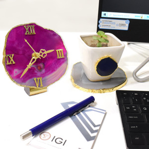 Maureen Natural Agate Stone Watch with Stylish Golden Color Stand -14 ...