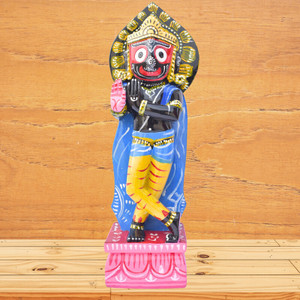 Real Craft Rustic Finish Krushna Jagannath Wooden Idols Decorative ...
