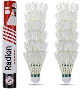 HASS Badminton shuttle cock,feeather pack of 10 Feather Shuttle - White ...