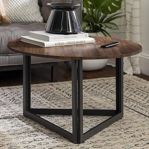 Indian Decor 45363 Modern Round Metal Base Coffee Table, 26 Inch Solid ...
