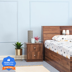 Wakefit Elara Double Drawer Engineered Wood Bedside Table Price in ...