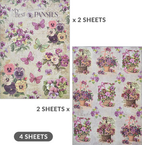 LITTLE BIRDIE DECOUPAGE PAPER A4 PRETTY PANCIES/ PANCY GARDEN4 SHEETS ...