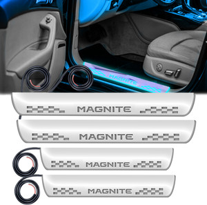FABTEC Mirror Finish Car Door Foot Step LED Sill Plate for Magnite (Set ...