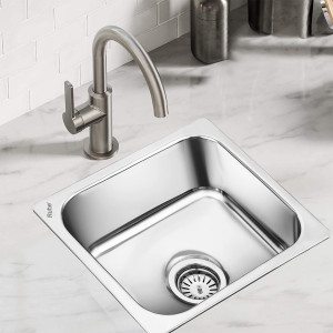 RUHE Square Single Bowl 15x12x6 Inches Kitchen Sink| Premium Stainless ...